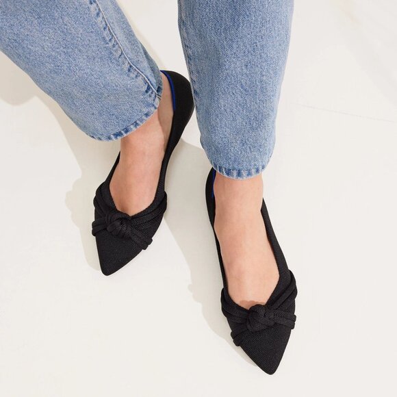 Rothy's | Shoes | Rothys The Knot Point Ii Ballet Flats Black Pointed ...